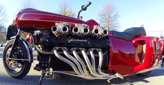 Lamborghini V12 engine mounted on a motorcycle sounds exciting – Canvids