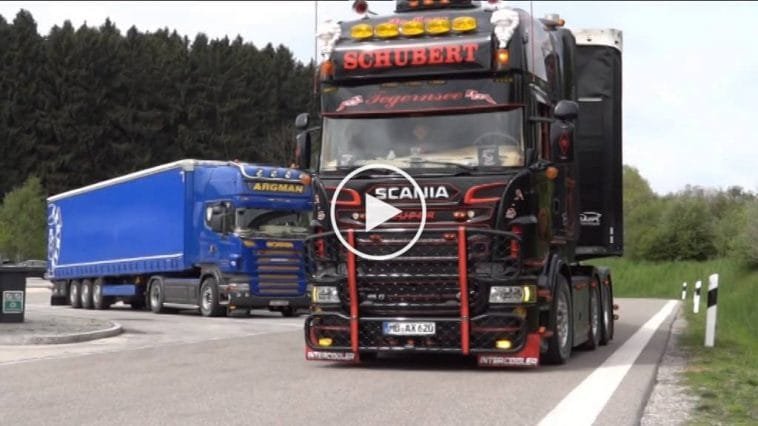 16.0-liter V8 engine Scania R500 truck with modified exhaust sound ...