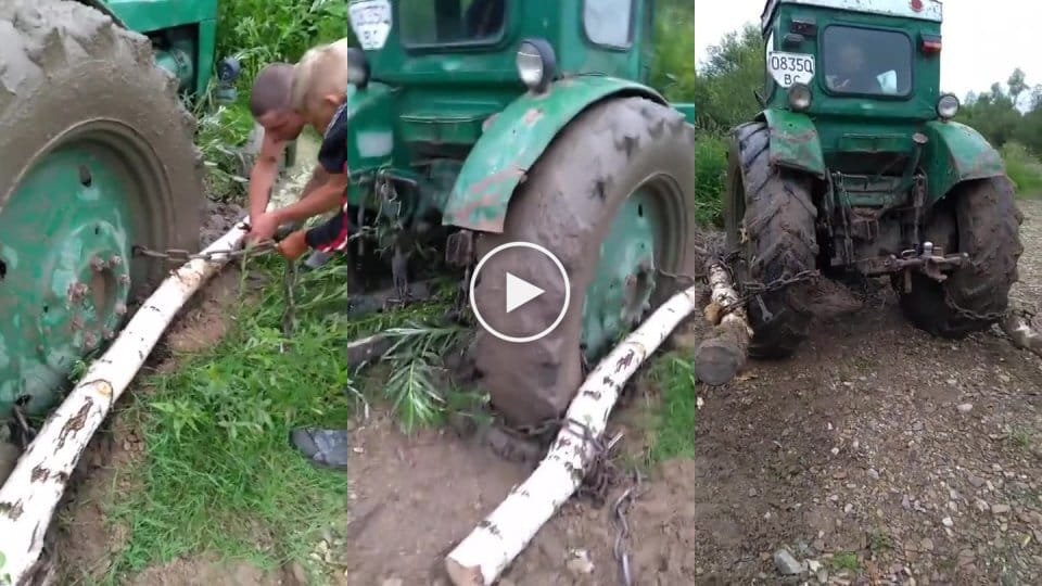 Tractor driver knows how to deal with a tractor stuck in the mud – Canvids