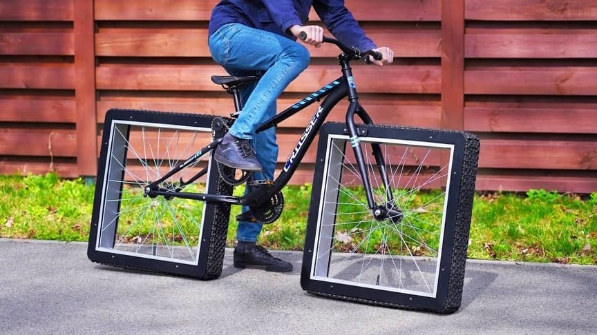 Invention of The Year. Self-built square wheeled bicycle that actual ...